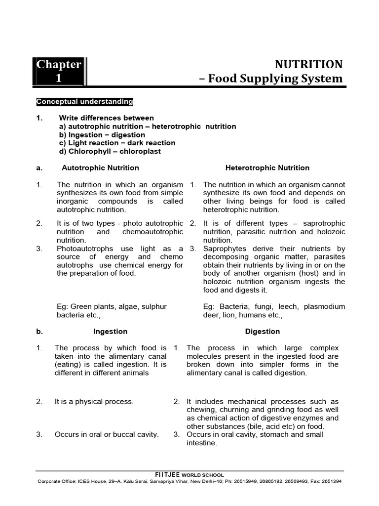 Nutrition - Food Supplyingsystem | PDF | Photosynthesis | Nutrition