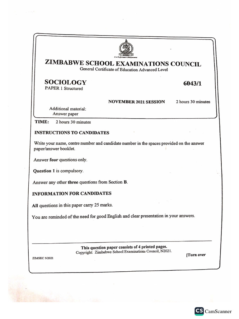 Sociology Paper 1 2021 | PDF | Technology & Engineering