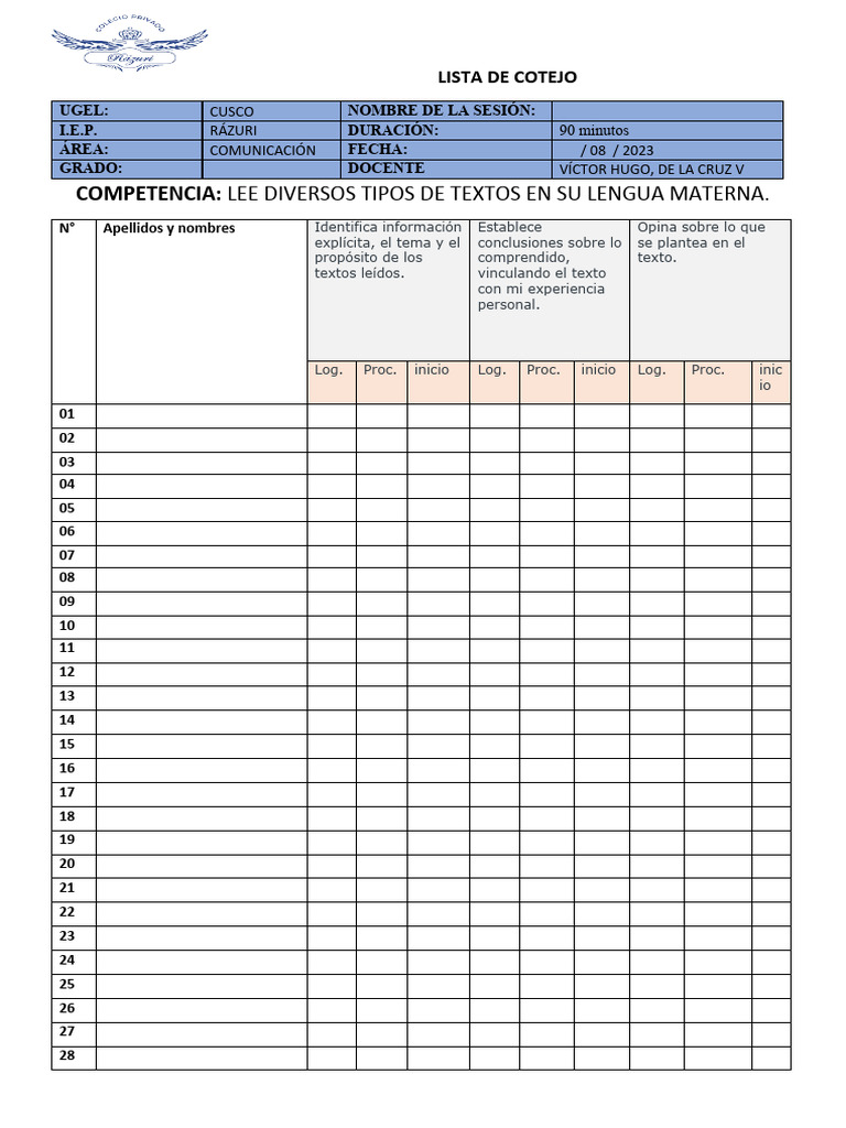 LISTAS DE COTEJO - FORMATO | PDF