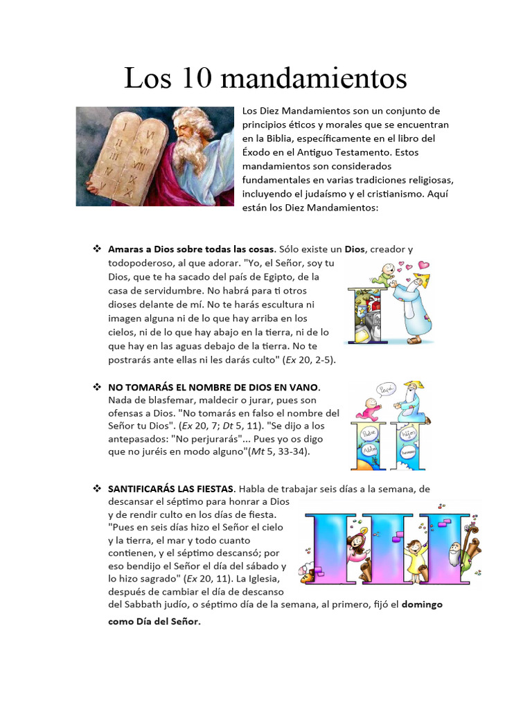 Los 10 Mandamientos | PDF | Diez Mandamientos | Dios