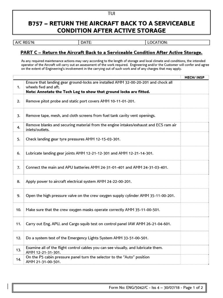 B757 Serviceable After Storage Guide | PDF | Flight Control Surfaces ...