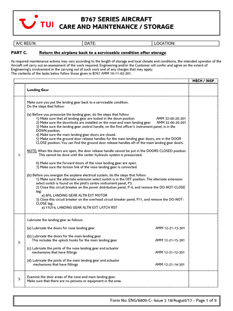 6809-c b767 Series Aircraft Care and Maintenance Storage - Iss5 | PDF | Aircraft Flight Control ...