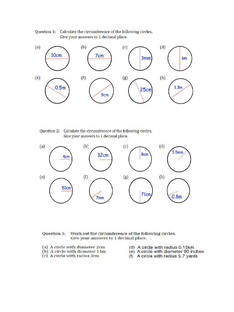 Circumference Practice | PDF