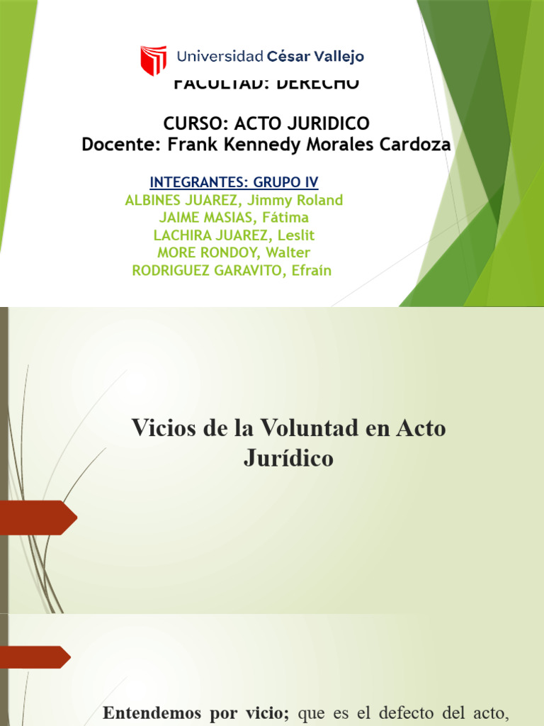 Grupo 4 Vicios de La Voluntad | PDF | Intención (Derecho Penal)