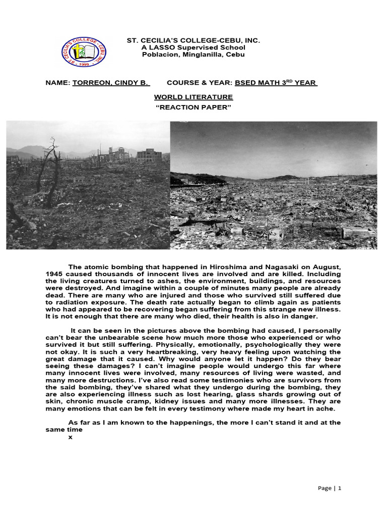 world lit | PDF | Atomic Bombings Of Hiroshima And Nagasaki