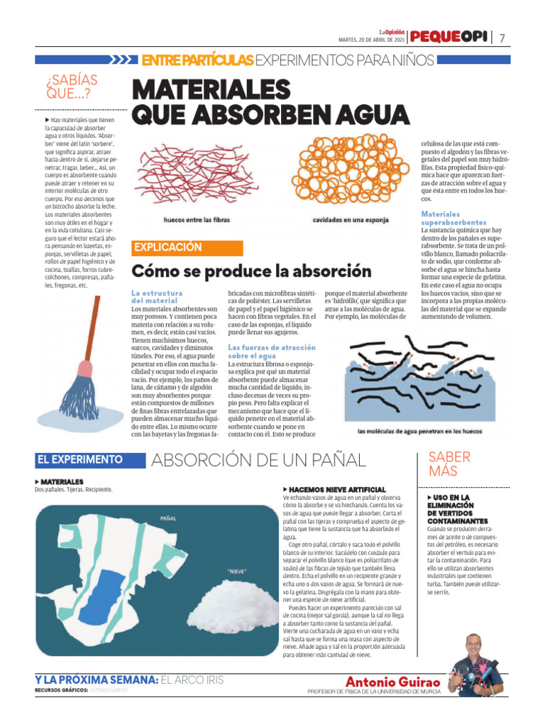 Materiales Absorbentes para Niños | PDF | Agua | Papel