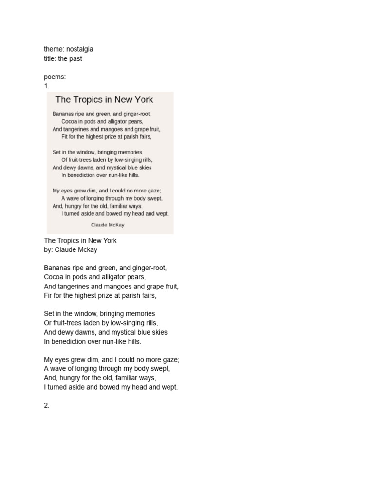 Anthology Poems For Nostalgia | PDF | Poetry