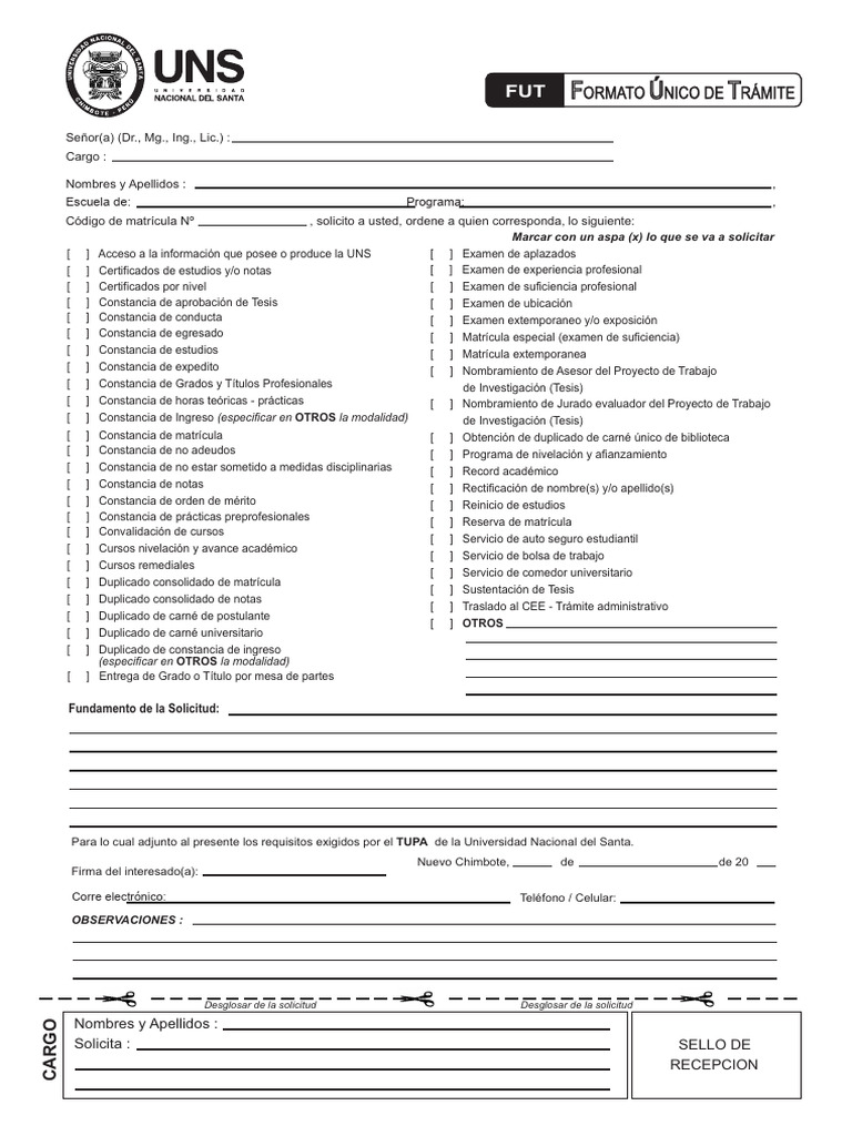 Formato Único de Trámite FUT (1) | PDF