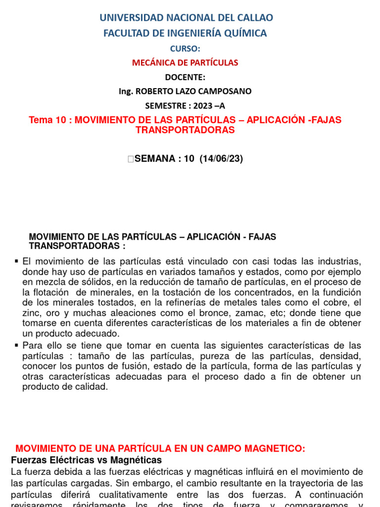 Tema 10 Movimiento de Partículas. | PDF | Campo magnético | Velocidad