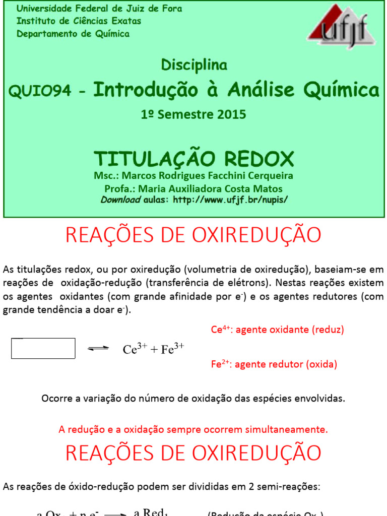 Aula Redox | PDF | Eletroquímica | Redox