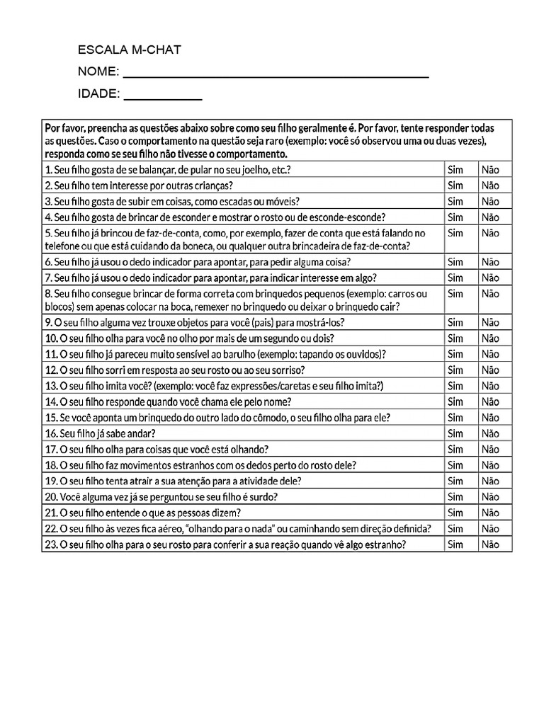 ESCALA M-CHAT | PDF