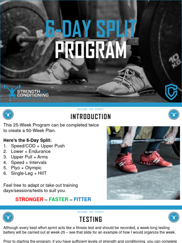 6-Day Split Program | PDF | High Intensity Interval Training | Strength ...