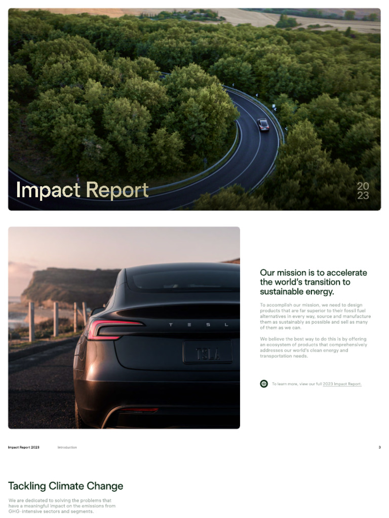 Tesla 2023 Impact Report Overview | PDF | Sustainable Energy | Electric ...