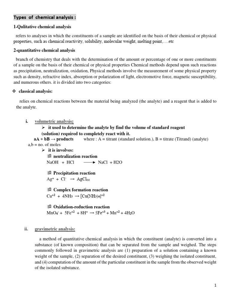 Chemical Analysis Techniques Overview | PDF | Observational Error ...