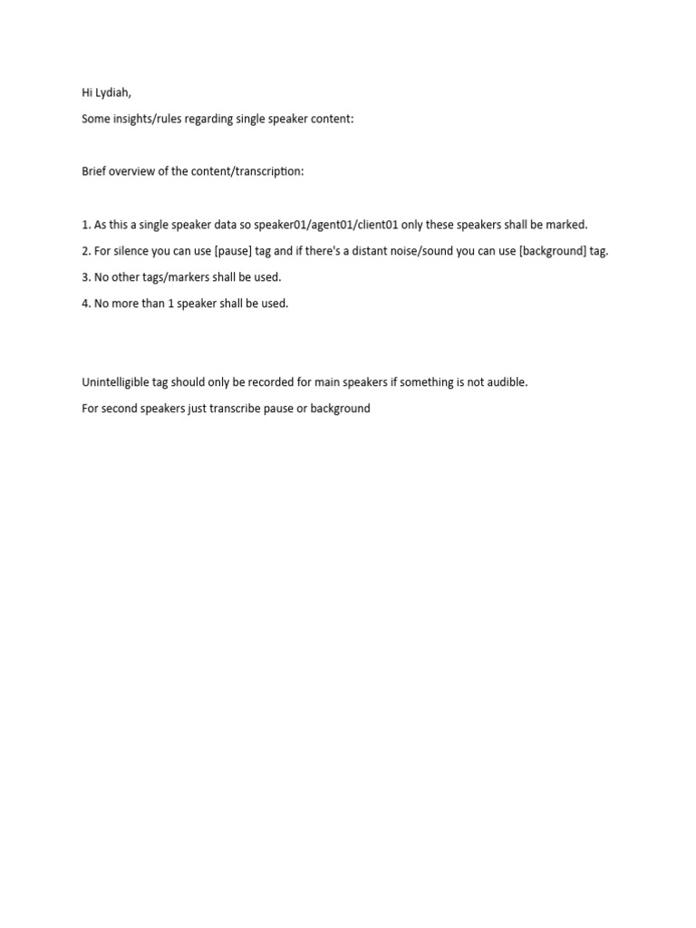 Single Speaker Transcription Rules Pdf