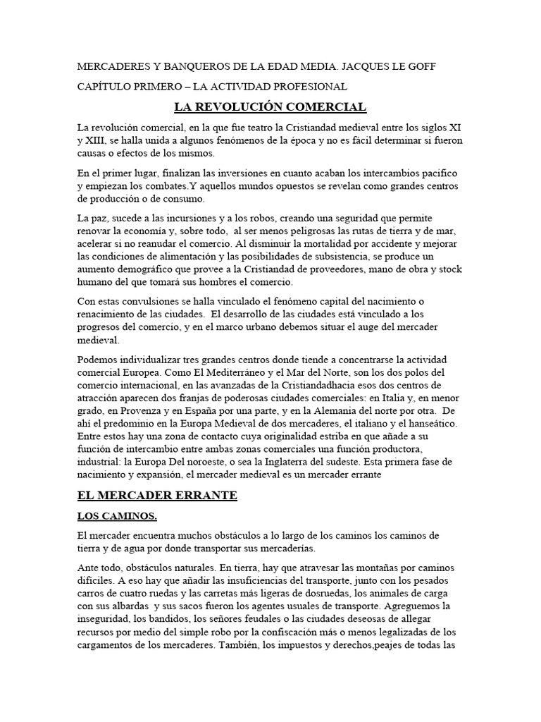 Mercaderes y banqueros medievales | PDF | Capitalismo | Edades medias