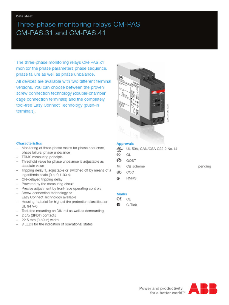 Datasheet ABB | PDF | Relay | Electromagnetic Interference