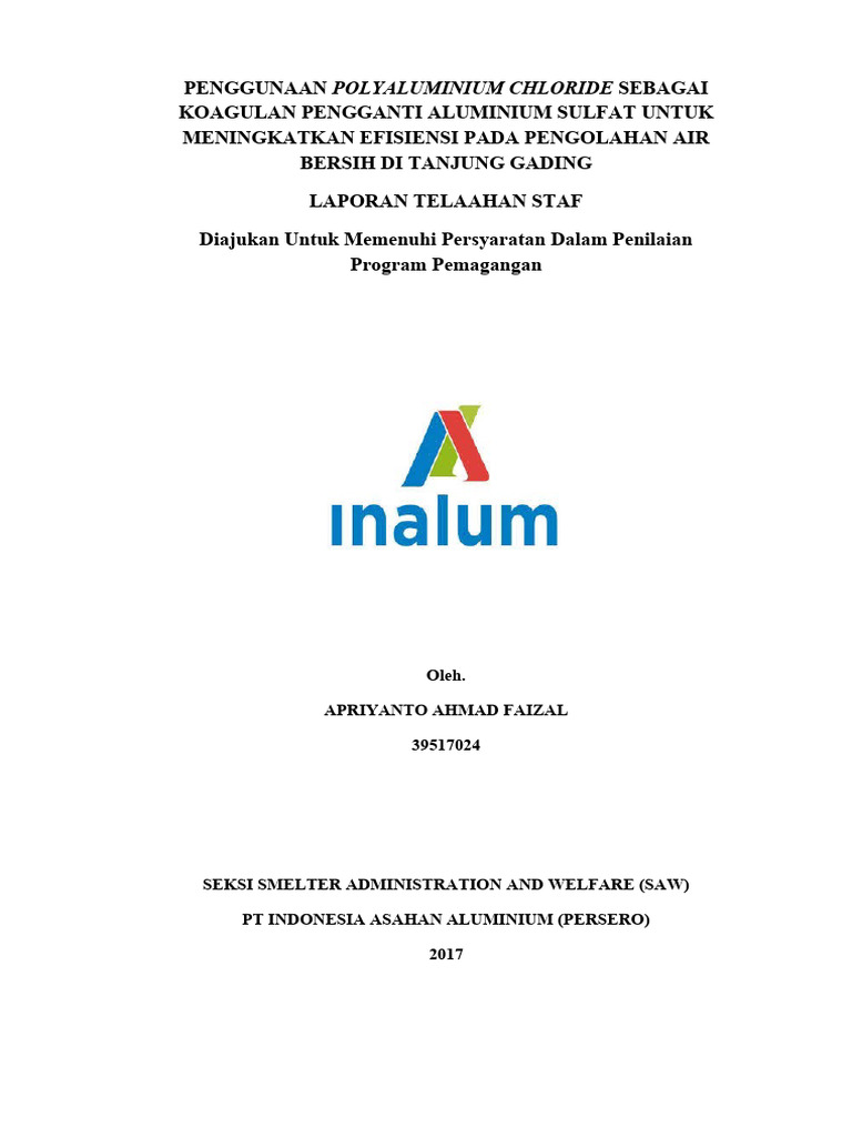 Efisiensi Koagulan PAC dalam Pengolahan Air | PDF | Griya & Taman ...