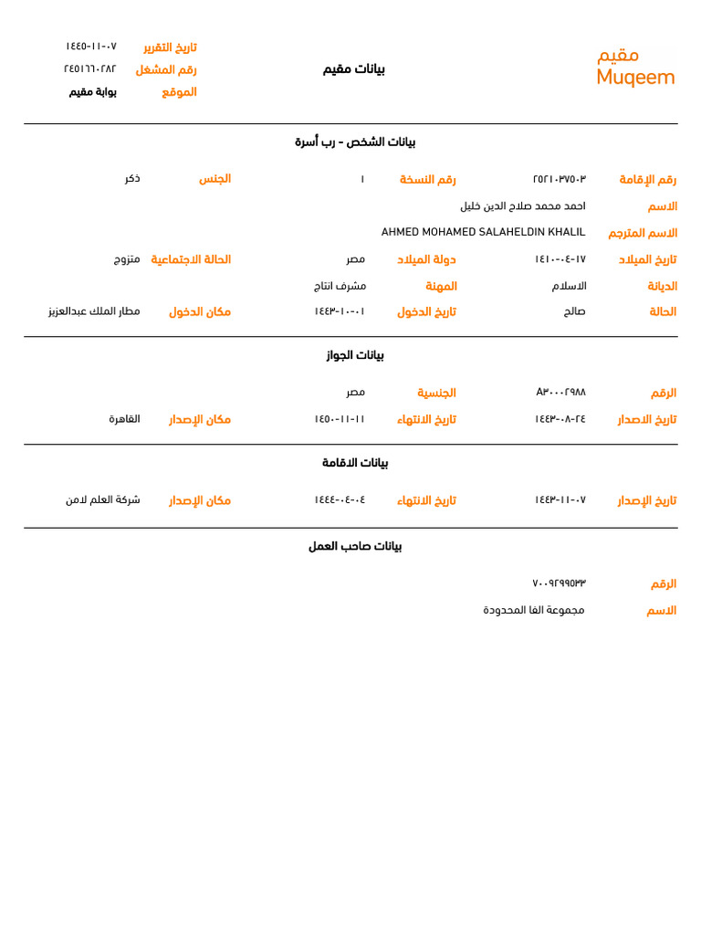 Muqeem Profile 2521037503 | PDF
