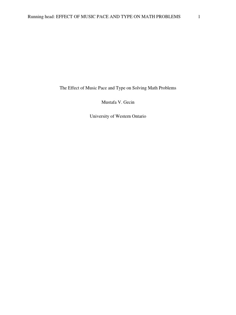 The Effect of Music Pace and Type On Sol | PDF | Mental Processes ...