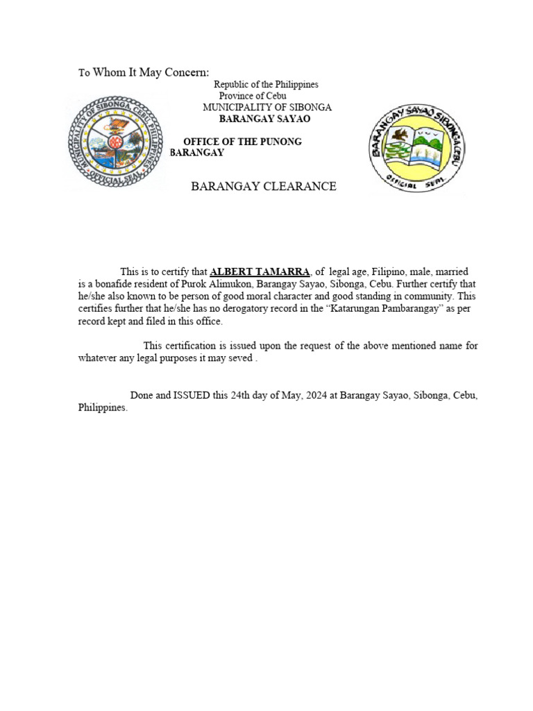 Brgy. Clearance | PDF
