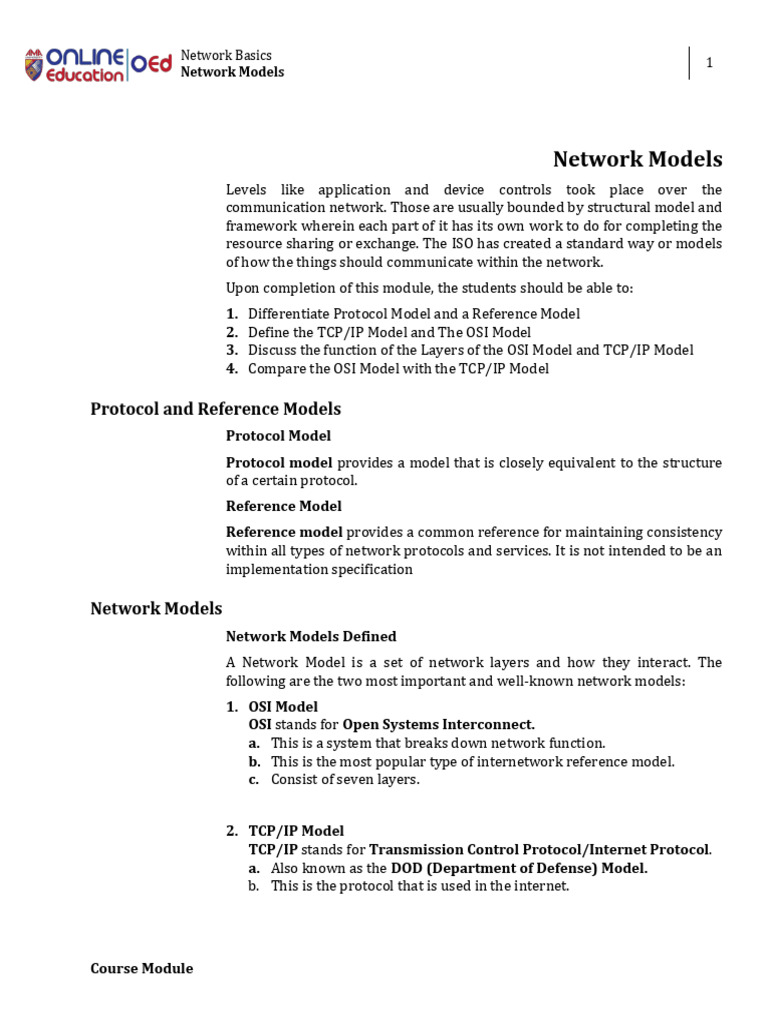 3-Network Models M | PDF | Osi Model | Internet Protocol Suite