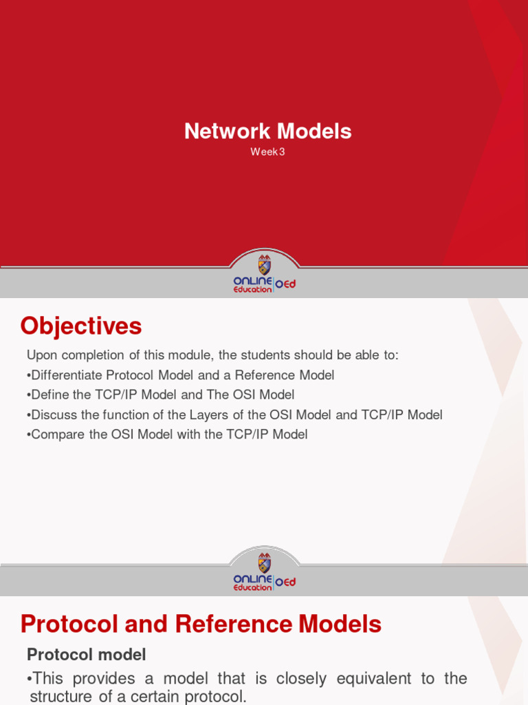Network Models: Week3 | PDF | Osi Model | Internet Protocol Suite