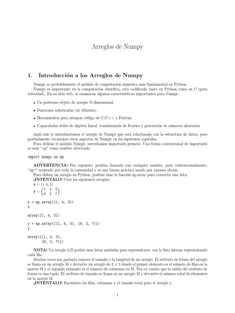 arreglos_numpy | PDF | Matriz (Matemáticas) | Álgebra