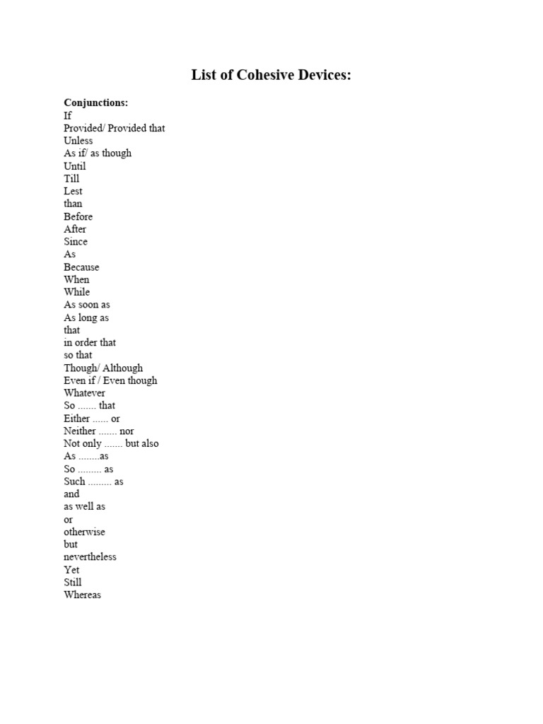 Examples of Cohesive Devices List | PDF | Cakes | Adverb