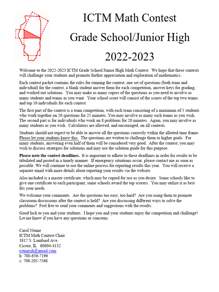 2022-2023 ICTM Math Contest Overview | PDF | Triangle | Mathematics