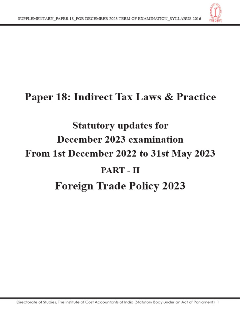 FTP or Exim Policy 2023 | PDF | Waste | Exports