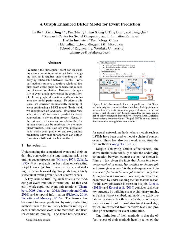 A Graph Enhanced BERT Model For Event Prediction | PDF | Applied Mathematics