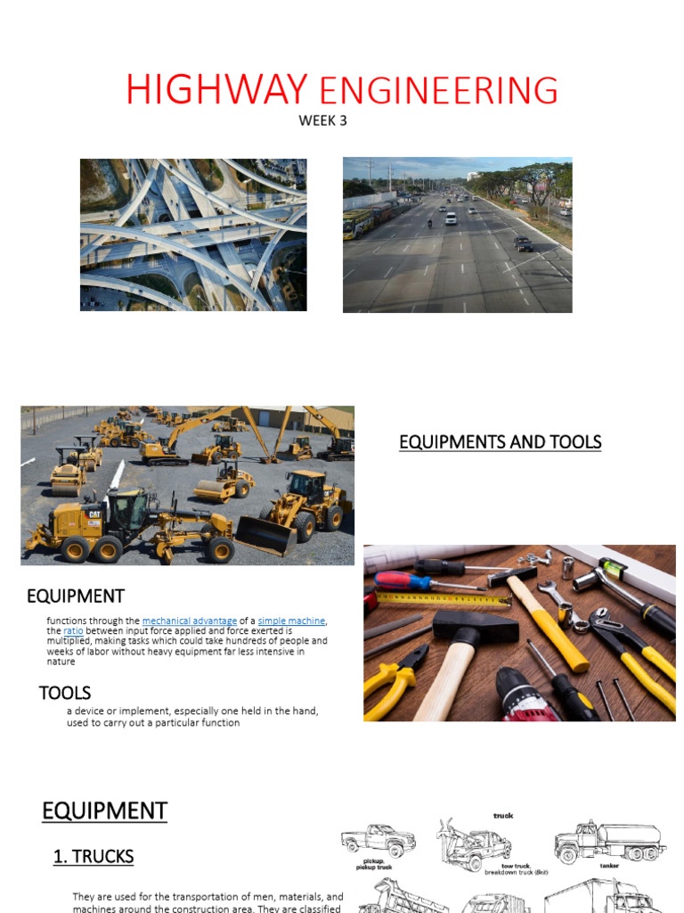 Highway Engineering Equipment Overview | PDF | Crane (Machine) | Loader ...