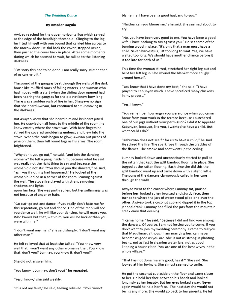 The Wedding Dance by Amador Daguio | PDF