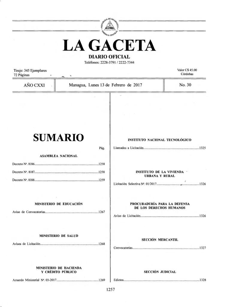 Gaceta No. 30 130217 MHCP LISTAS TAXATIVAS | PDF