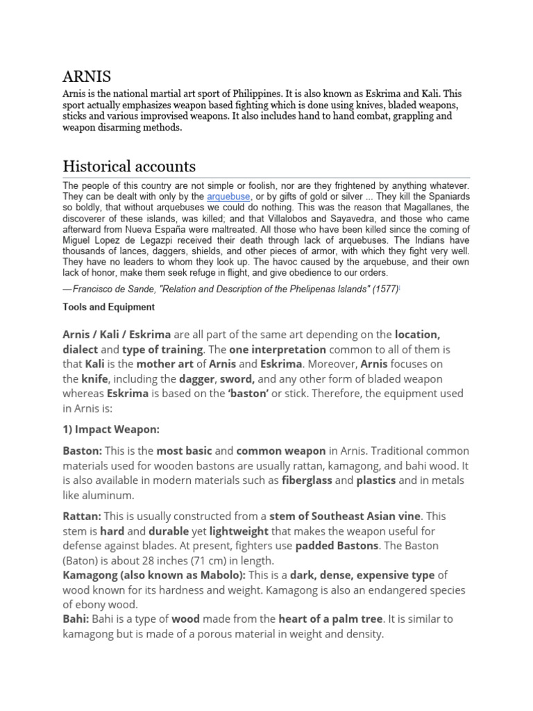 ARNIS Tomas | Download Free PDF | Melee Weapons