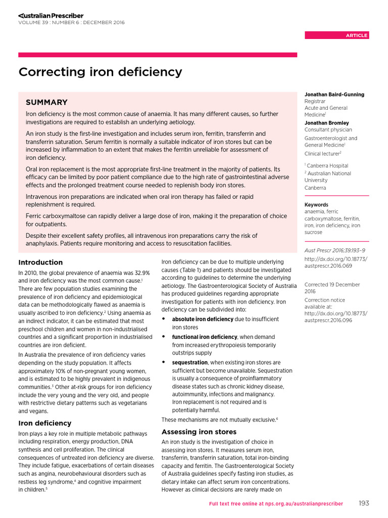 Australian Prescriber IDA | PDF | Anemia | Medicine