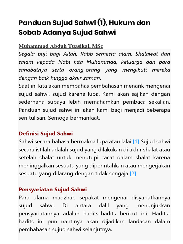 Panduan Sujud Sahwi dalam Shalat | PDF