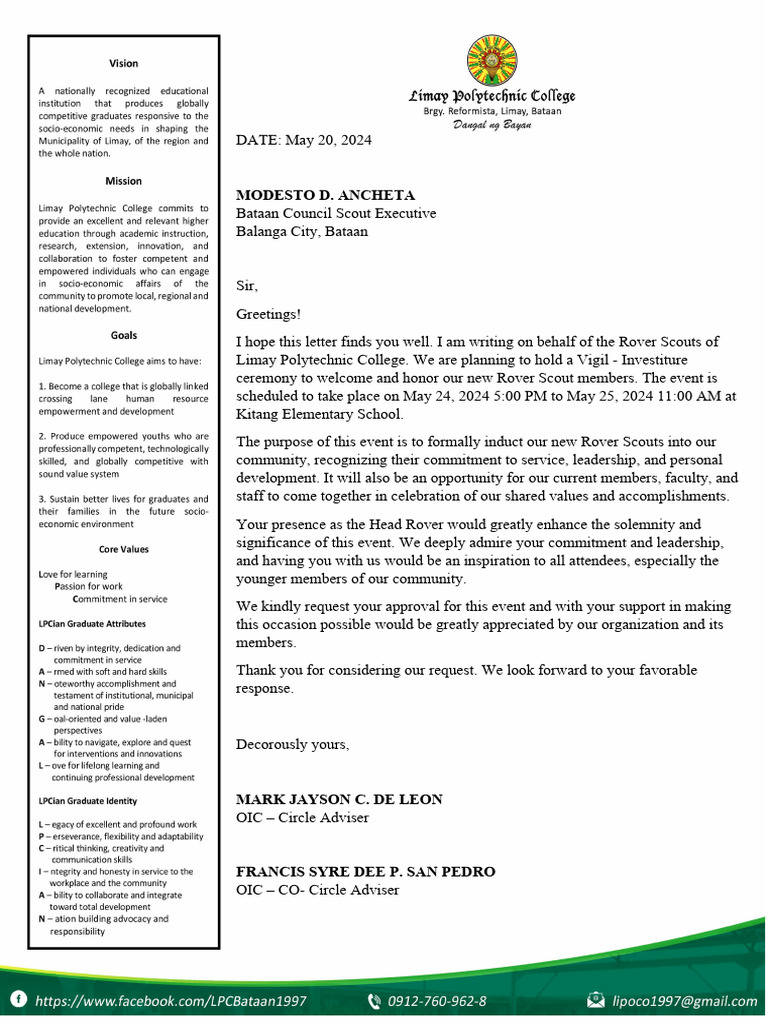 Rover Scout Letter For Council | PDF | Youth Movements | Scouting