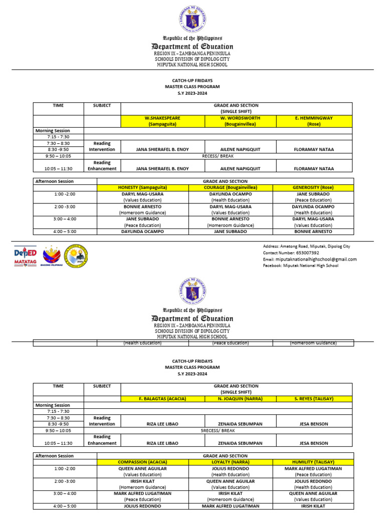 Catch Up Fridays Master Class Program | PDF