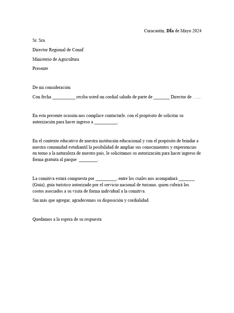 Carta Oficio solicitud visita | PDF