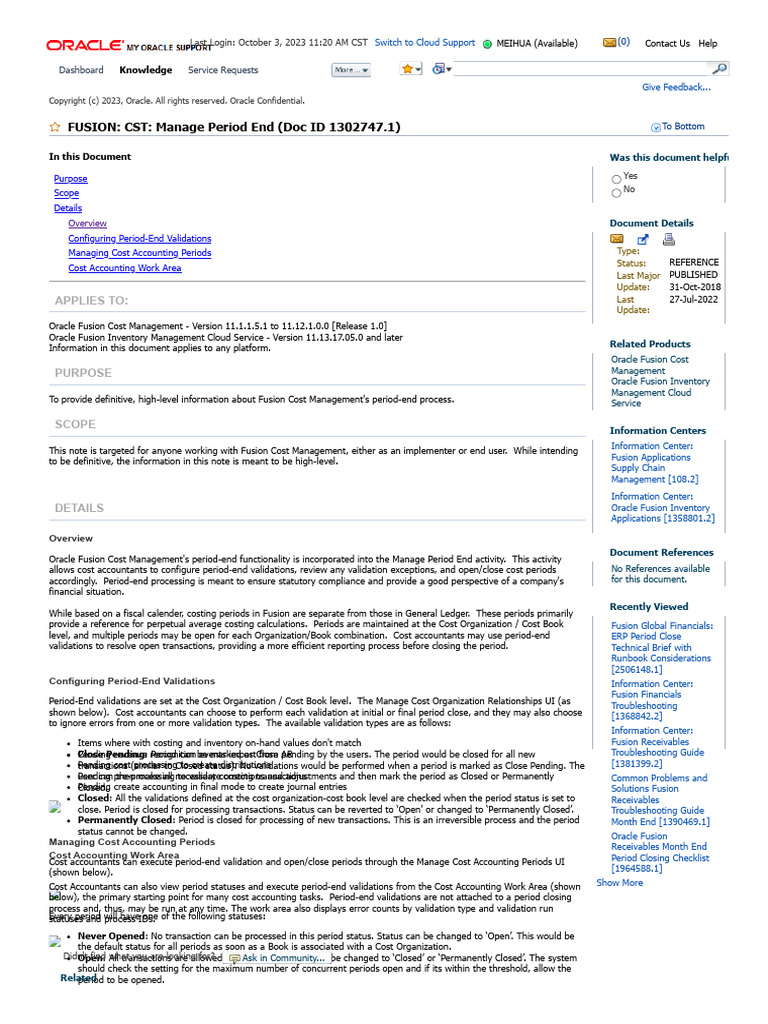 CST - Manage Period End | PDF | Oracle Corporation | Cloud Computing