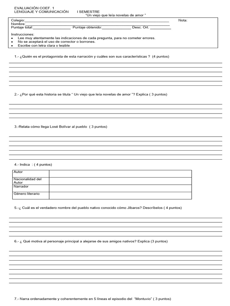 Un Viejo Que Leía Novelas de Amor | PDF | Artes del Lenguaje y ...