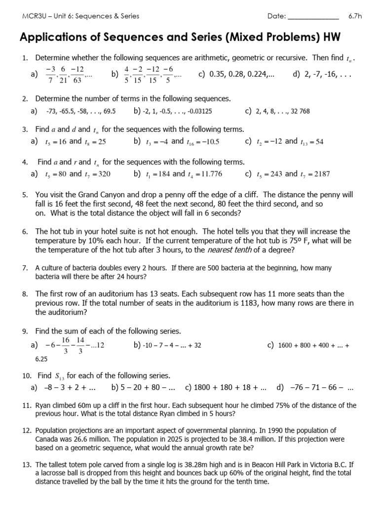 Applications of Sequences & Series | PDF | Mathematics