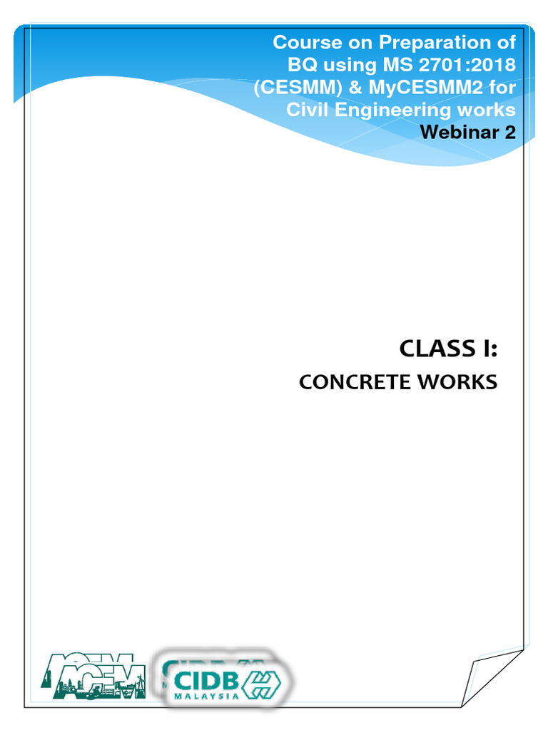 8 - W2 Class I - Concrete Work 2024 - Batch Security | PDF | Concrete ...