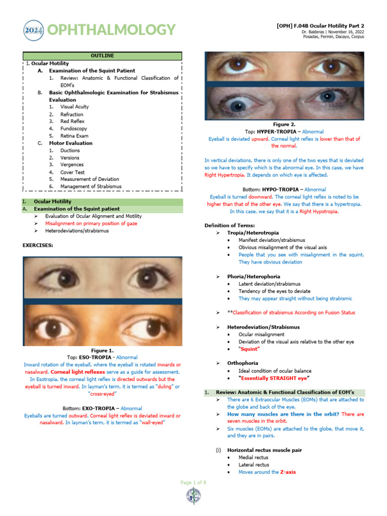 (OPH) F.04B Ocular Motility Part 2 | Download Free PDF | Human Eye | Ophthalmology