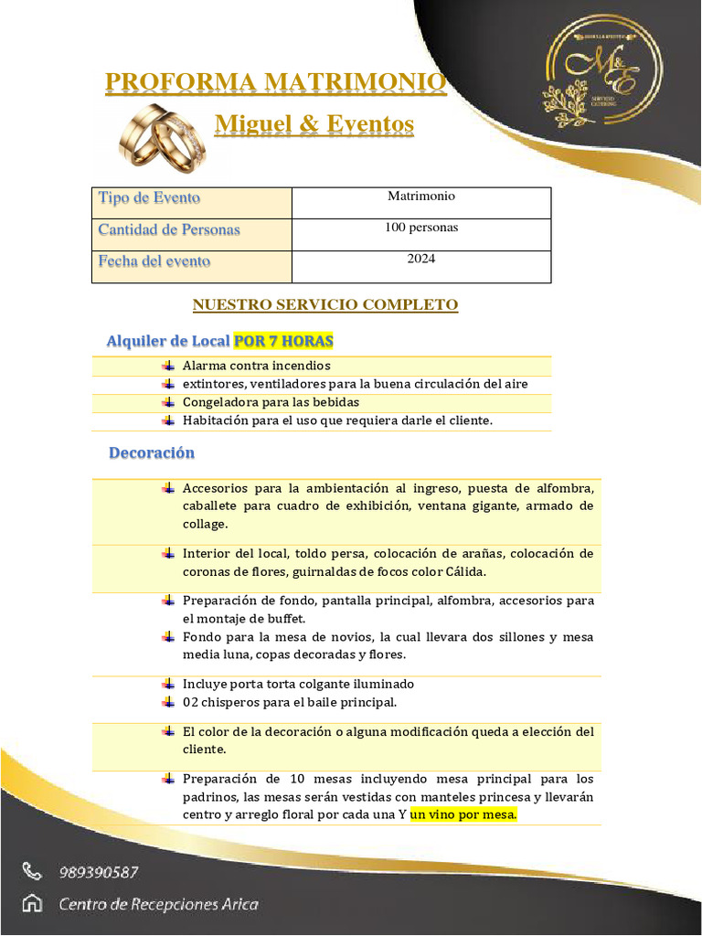 Proforma Matrimonio 100 Person. Nu | PDF | Cocina occidental | Cocinando