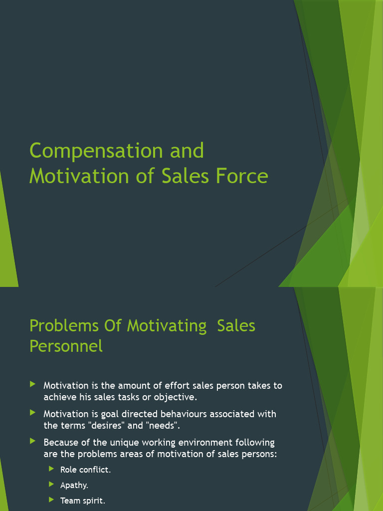 Compensation Motivation of Sales Force | PDF | Incentive | Employee ...