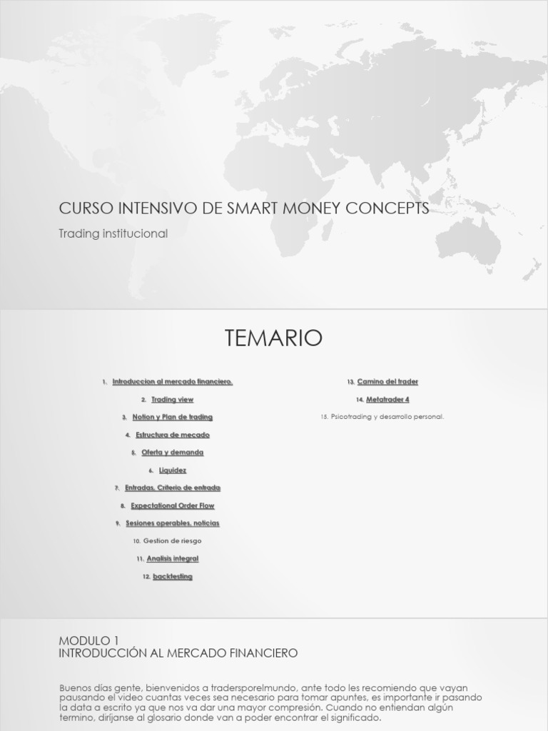 Curso Smart Money: Trading Institucional | PDF | Oferta (economía) | Comerciante (Finanzas)