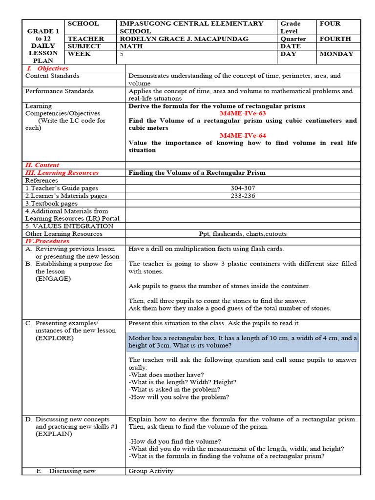 Volume Week 5 | PDF | Volume | Area